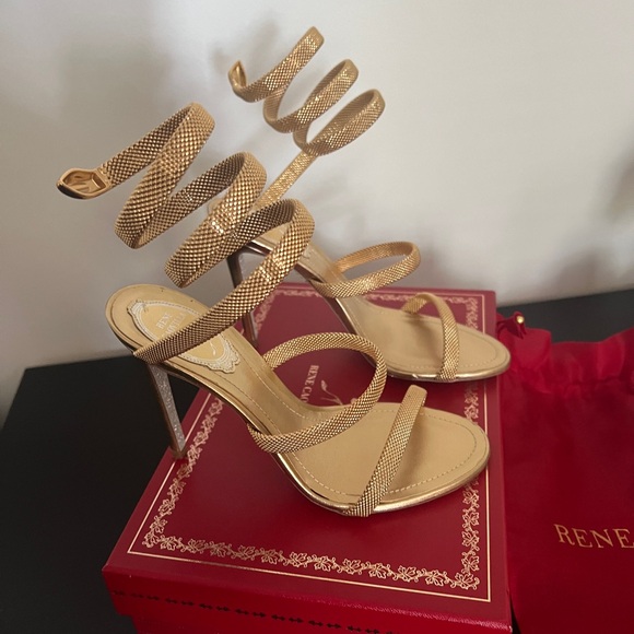 Rene Caovilla | Shoes | Rene Caovilla Gold Spiral Heels | Poshmark